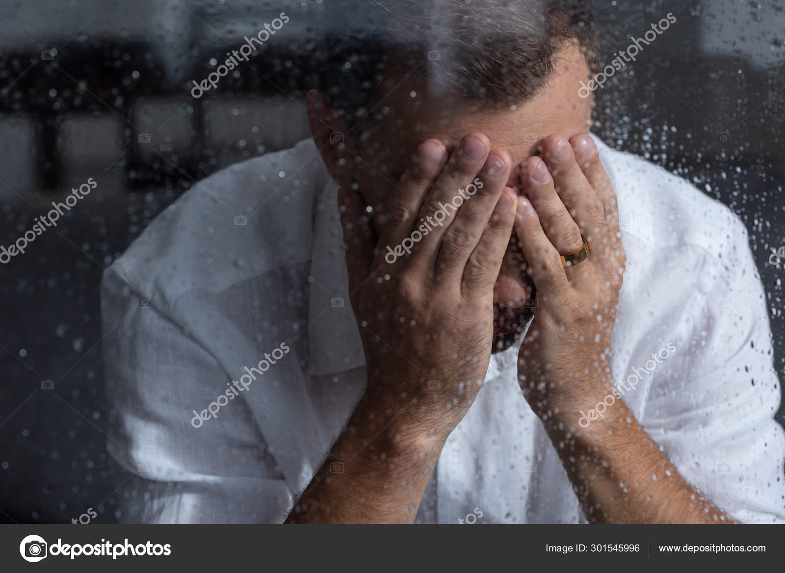 Crying Man In Rain