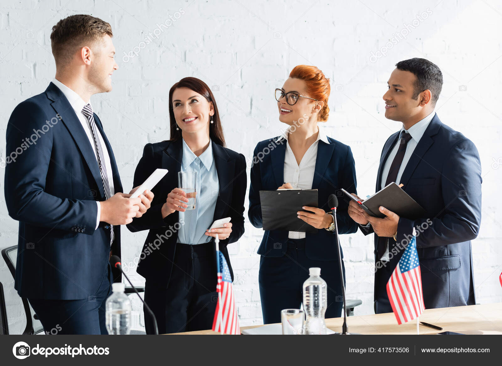 Smiling Multicultural Politicians Looking Political Party Member While ...