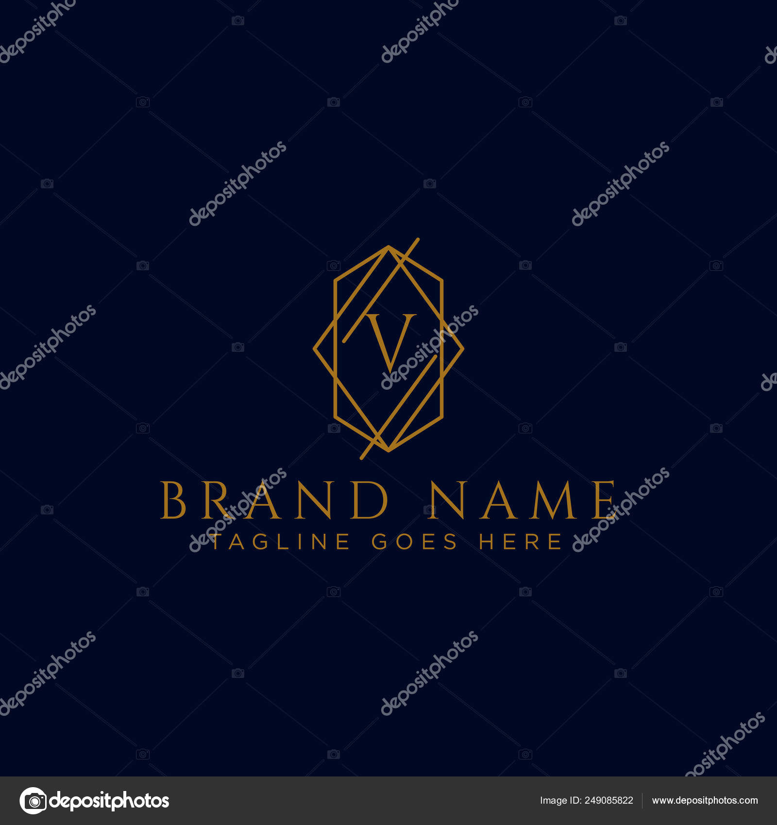 Luxury vector logotype. Premium letter v logo with golden design ...