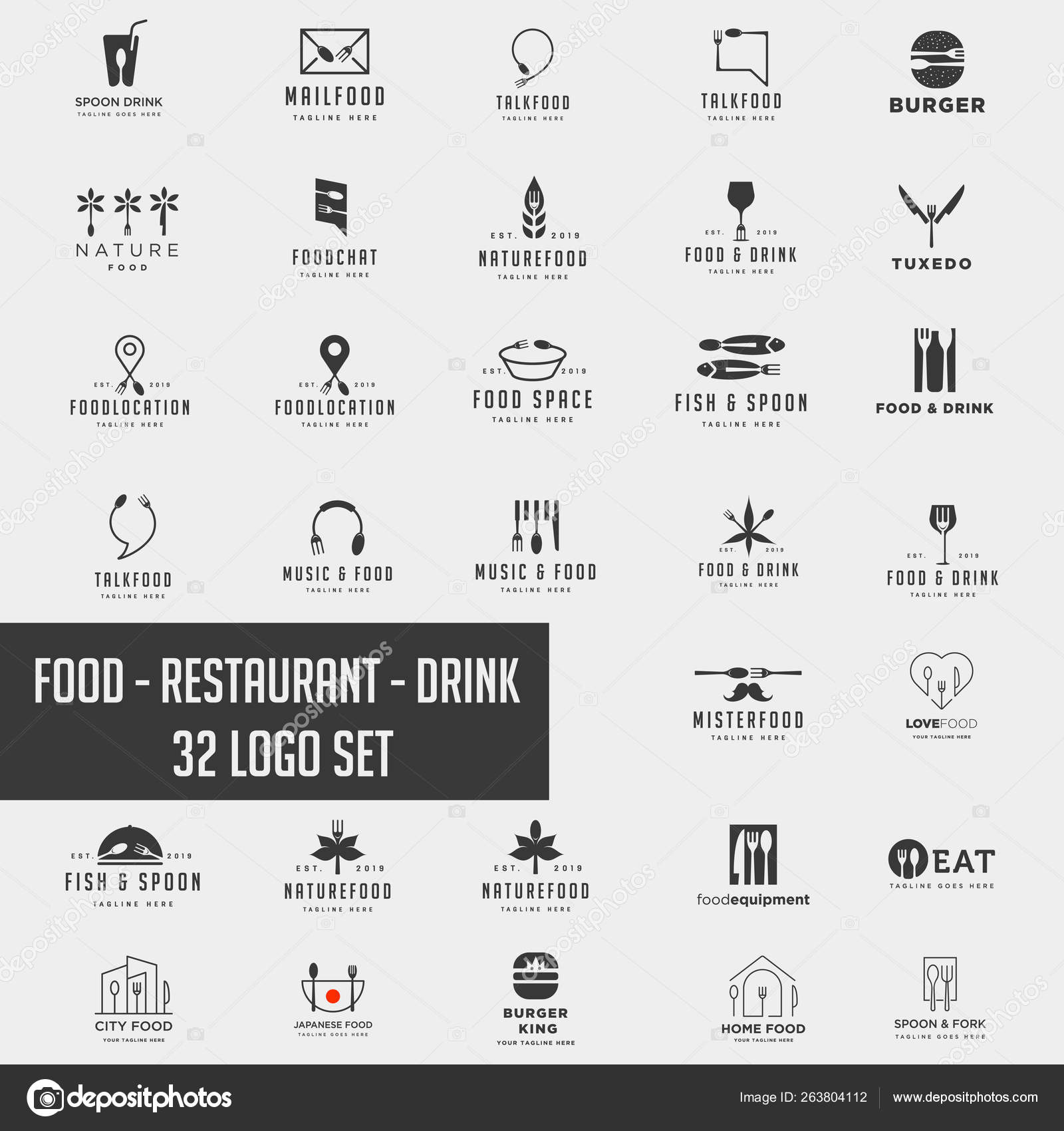 Food chef logo collection design vector icon element Stock Vector Image ...