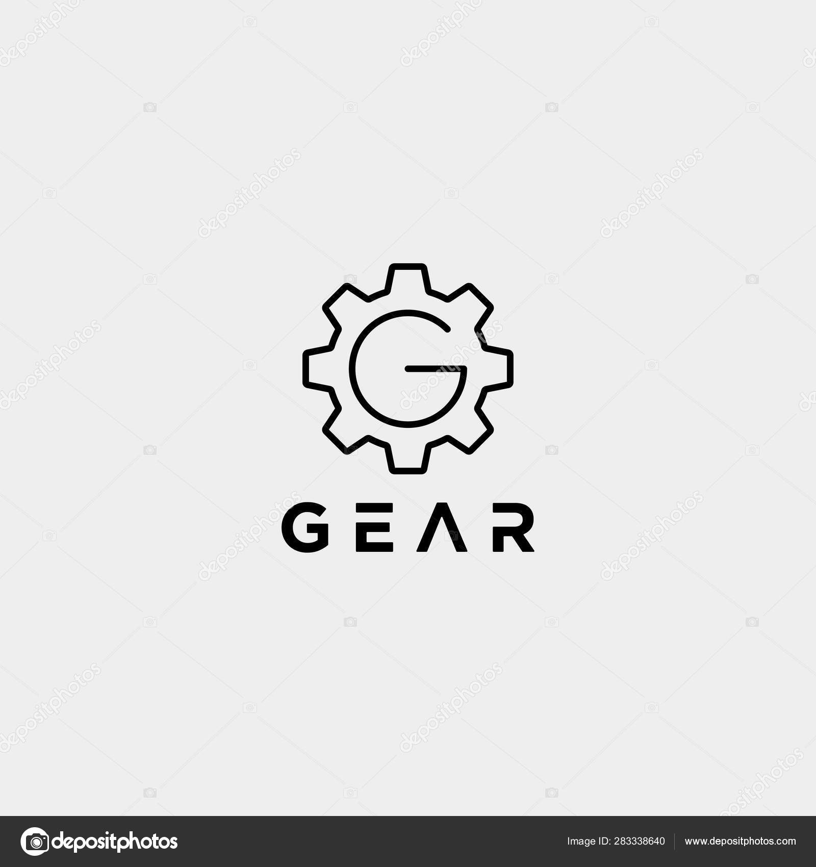 Gear logo vector line icon industry initial g symbol sign isolated ...