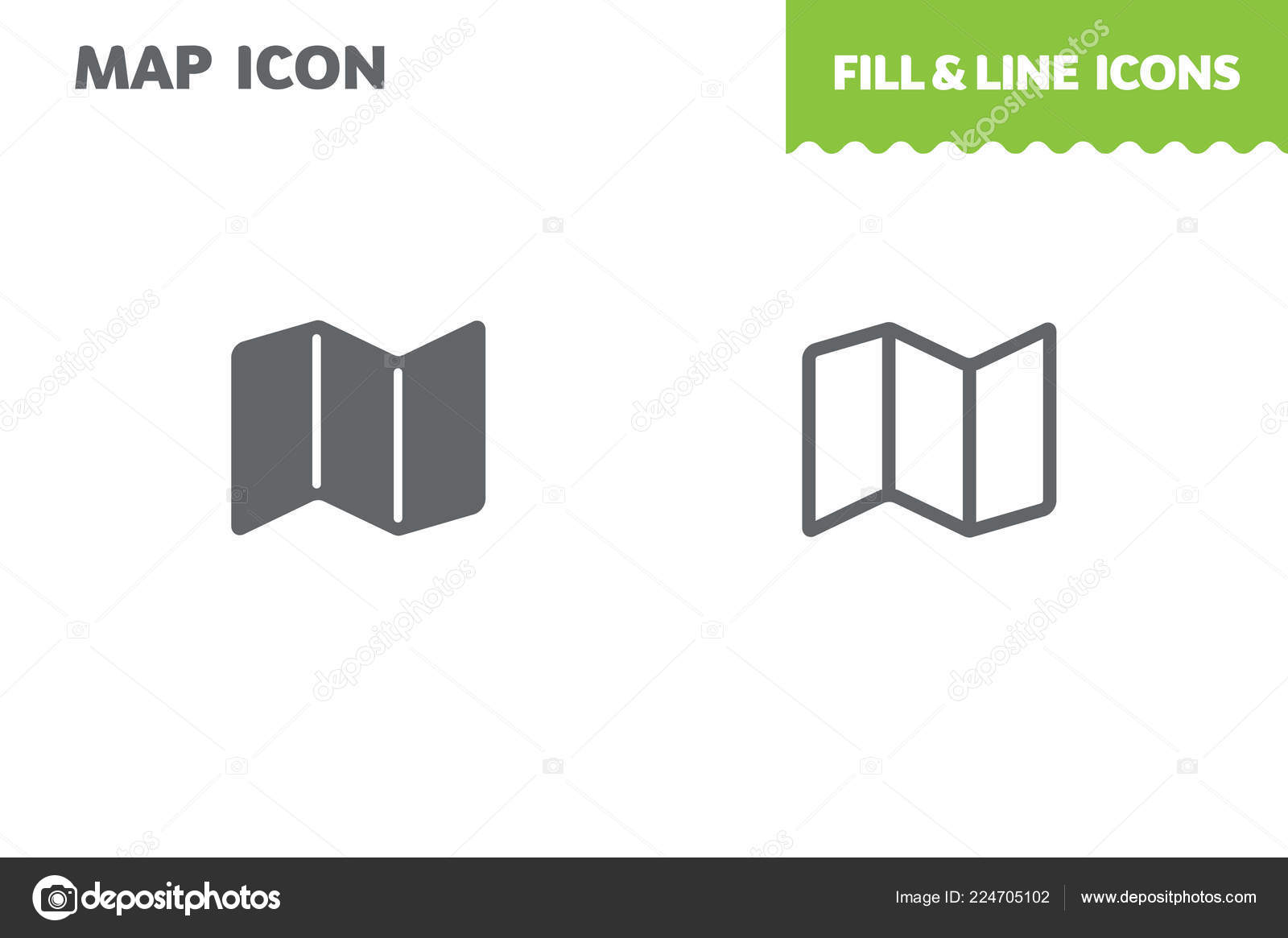 Map Icon Vector Fill Line Flat Design Icon — Stock Vector ...