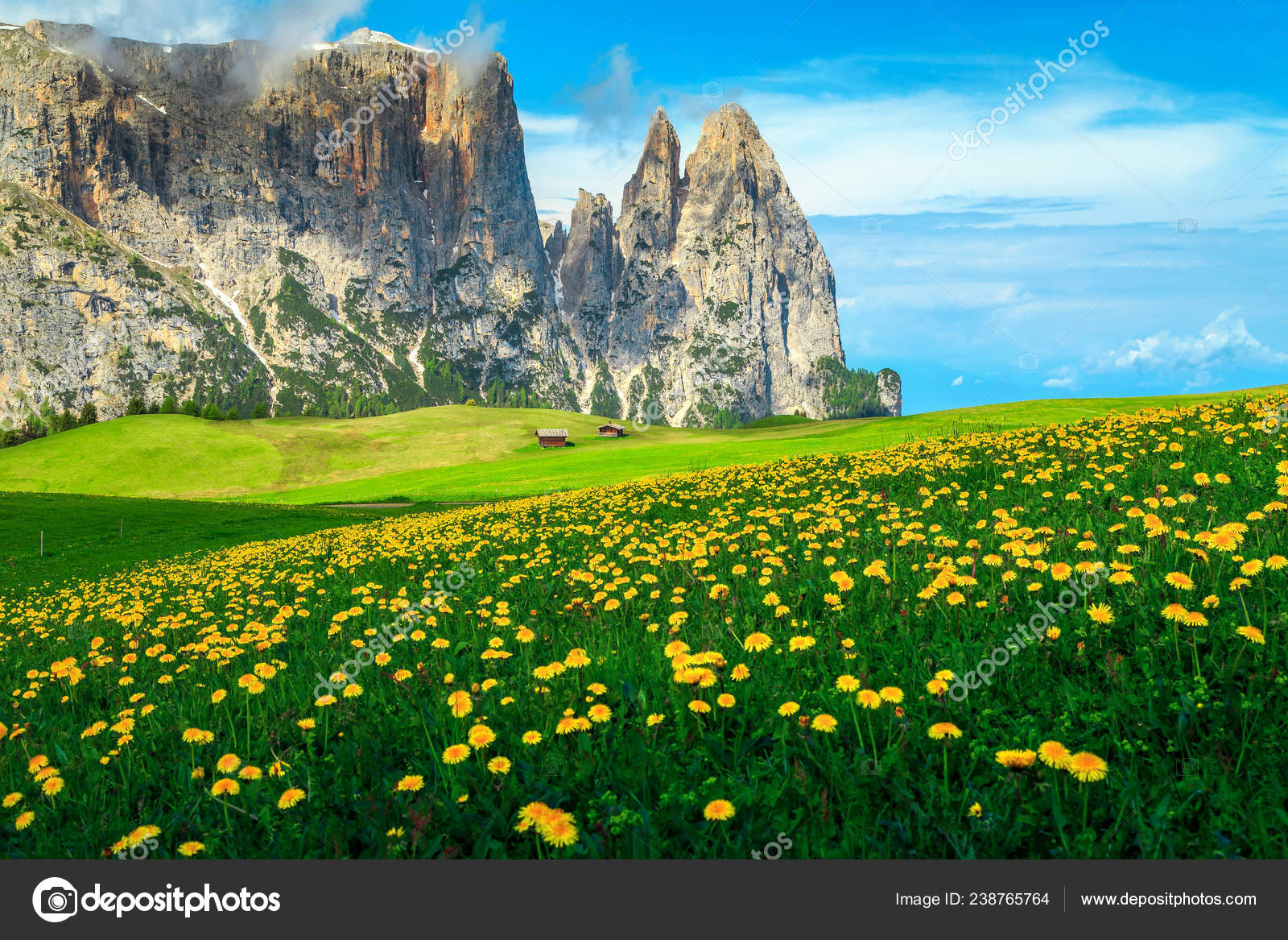 Alpe Siusi Seiser Alm Con Sciliar Grupo Montaña Schlern Fondo ...