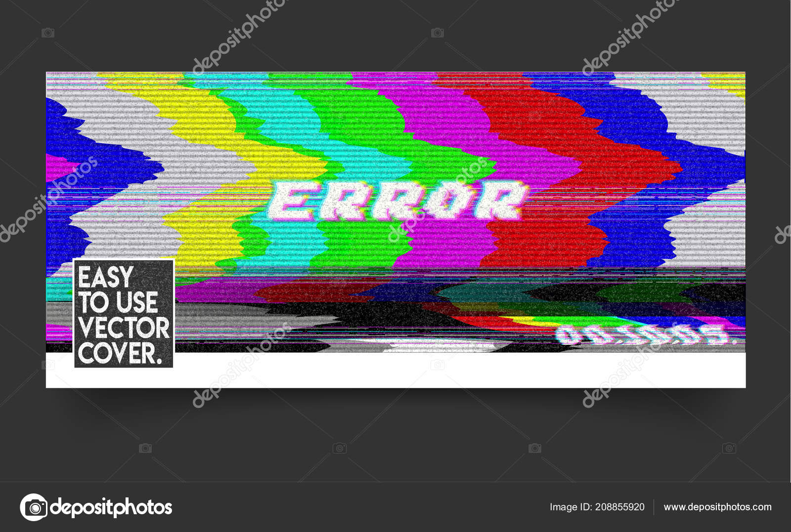 Error Vhs Vector Cover Phrase Pixel Art Style Screen Glitch Stock ...