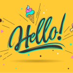 Hello Lettering Banner Poster Sticker Concept Text Hello Icon Message ...
