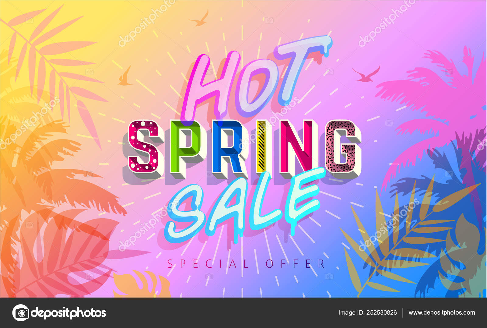 Hot Spring Sale Banner Trendy Texture Season Vocation Weekend Holiday ...