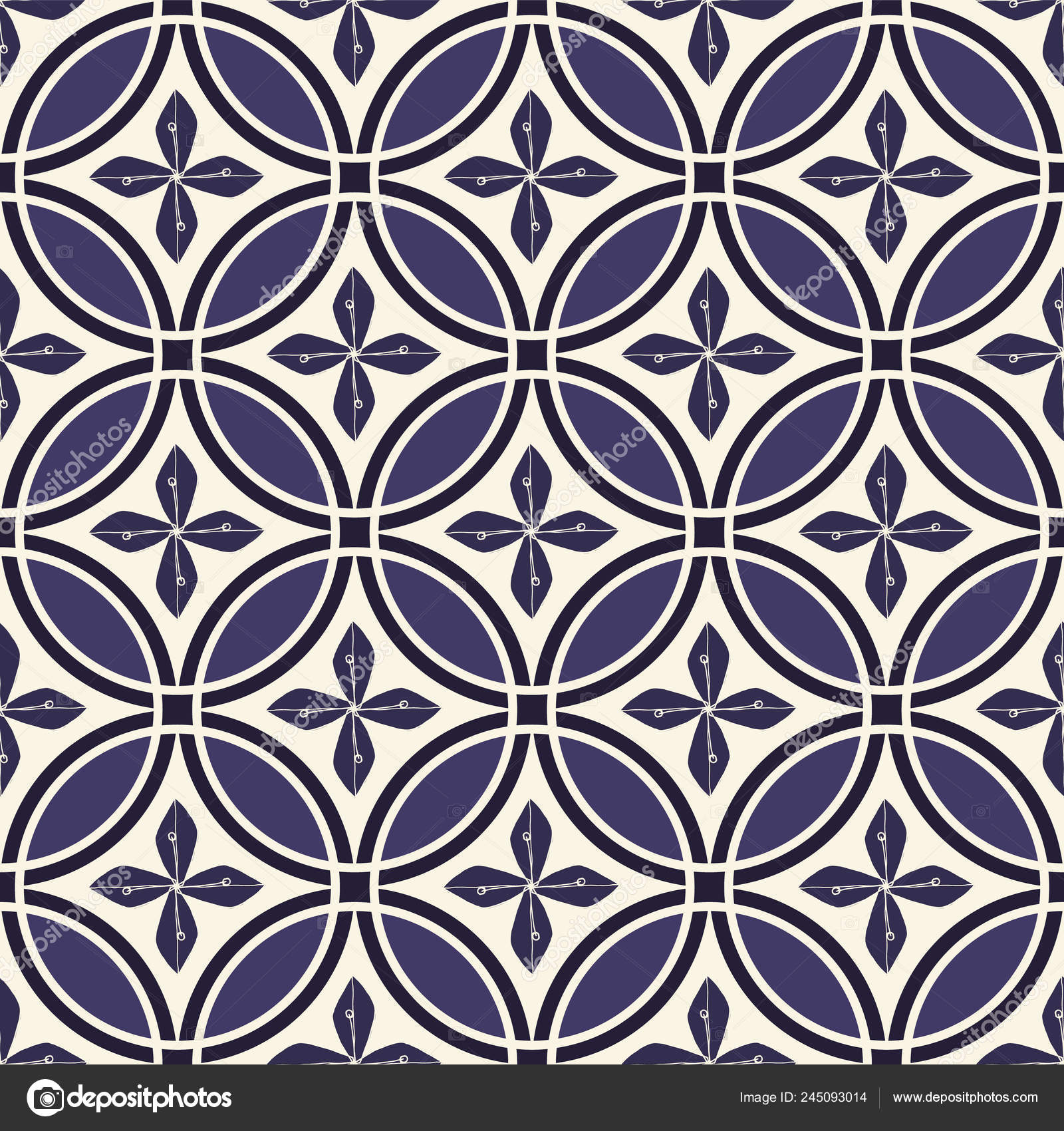 Monochrome Geometric Tribal Circular Background Flowers Inspired ...