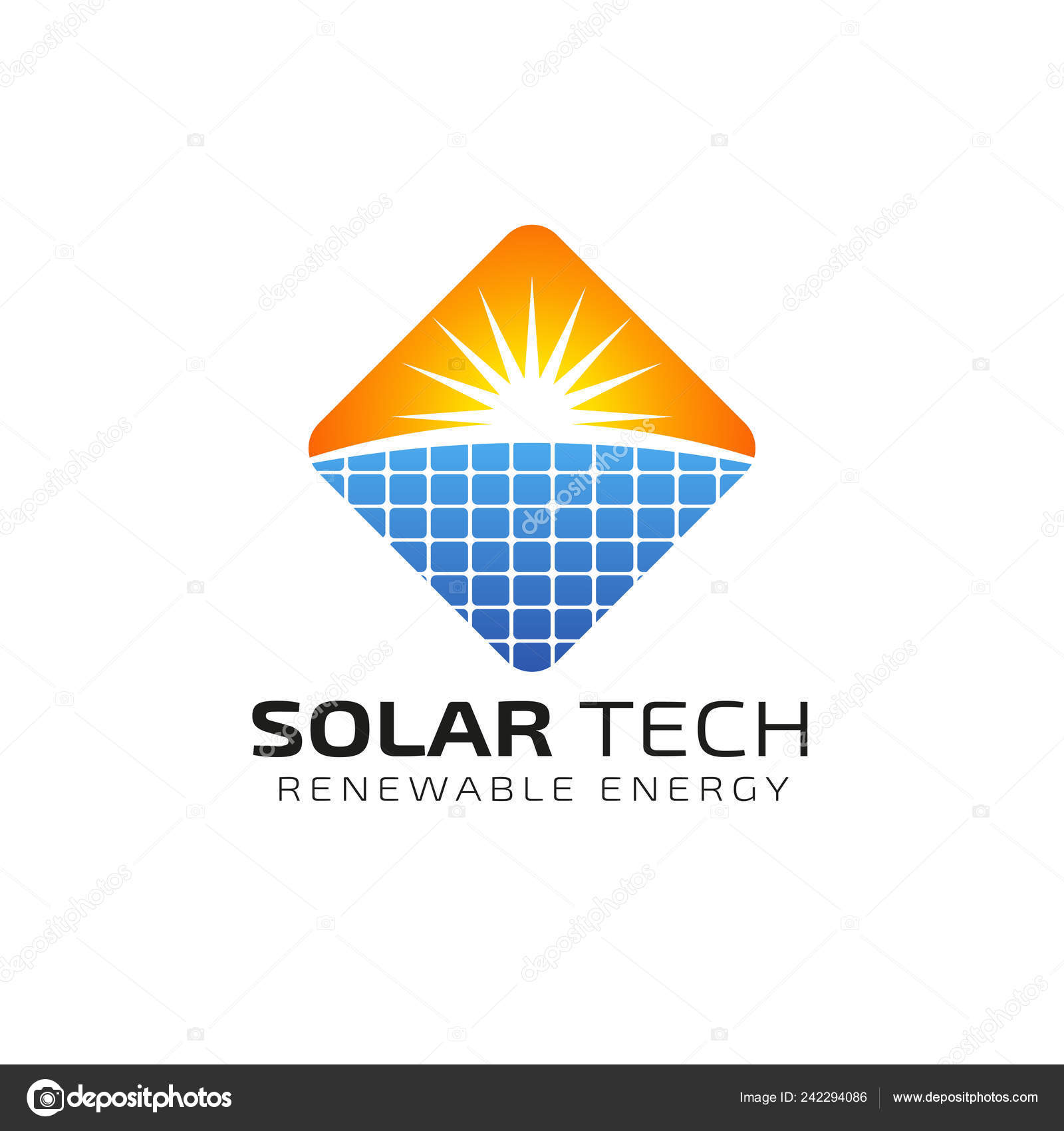 Sun Solar Energy Logo Design Template Solar Tech Logo Designs Stock ...