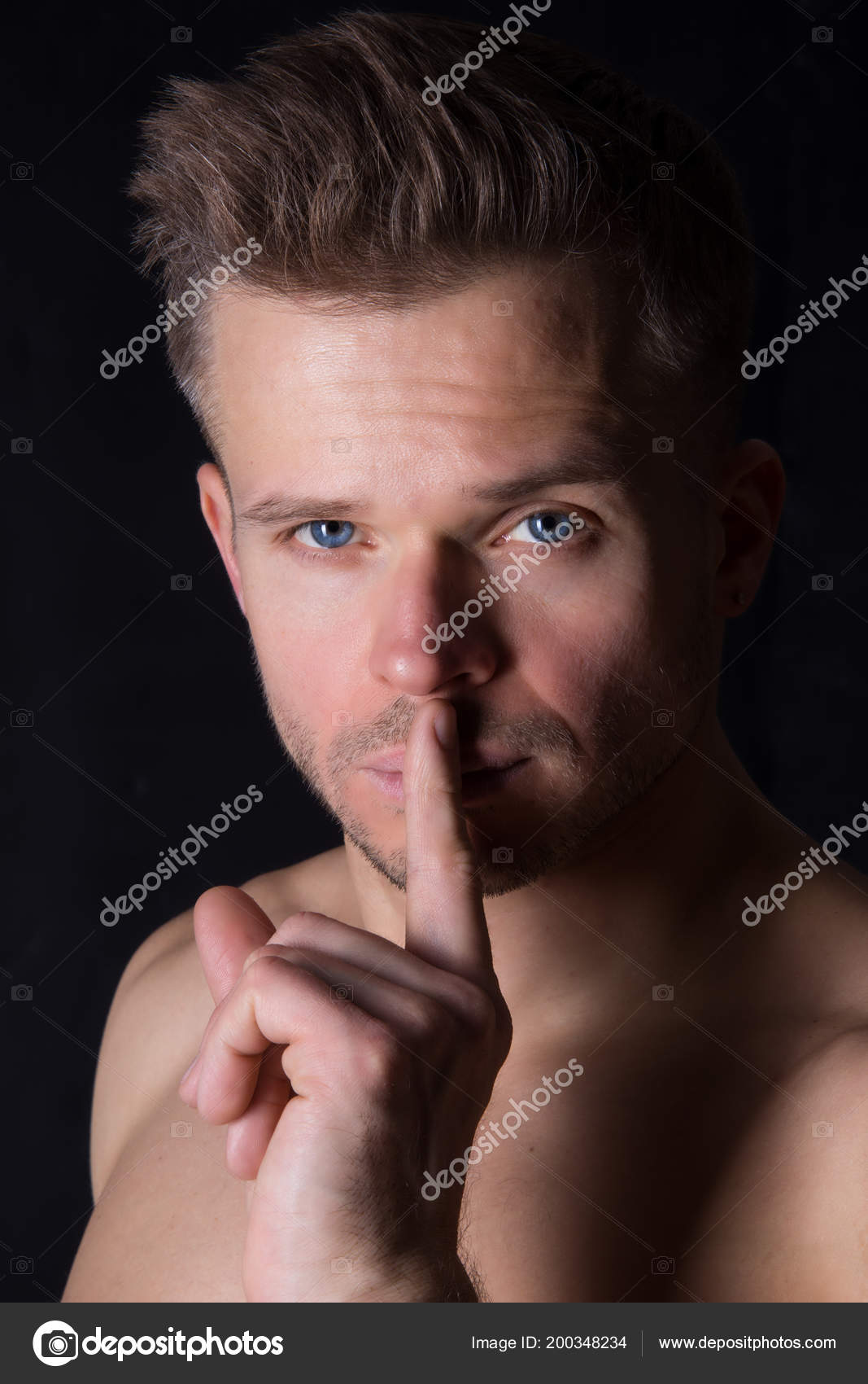 Keep Silence Attractive Guy Shhhh Man Asks Keep Secret Black — Stock ...