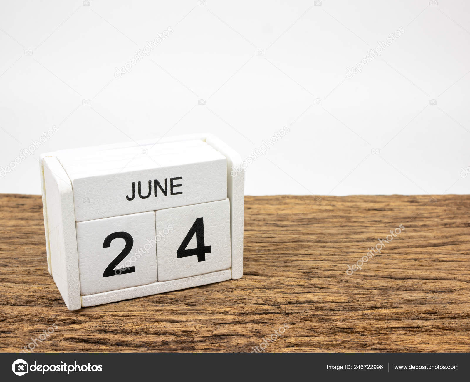 June White Cube Wooden Calendar Vintage Wood White Background Summer ...