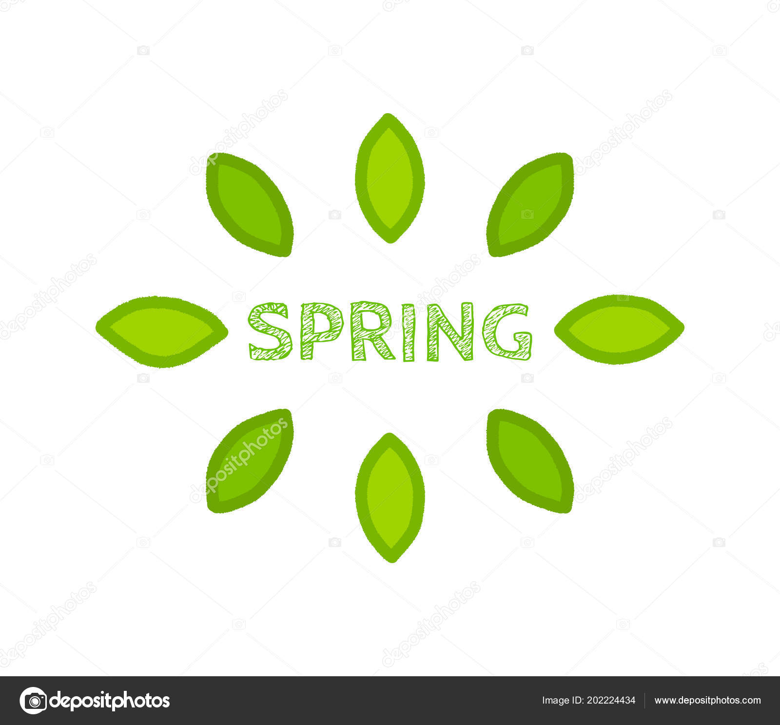 Spring Doodle Leaves Symbol Vector Illustration Stock Vector by ...