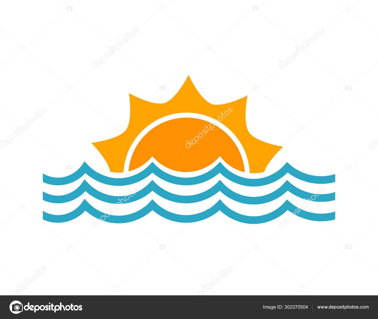 Sun and sea waves symbol. Stock Vector by ©Studiobarcelona 302370504