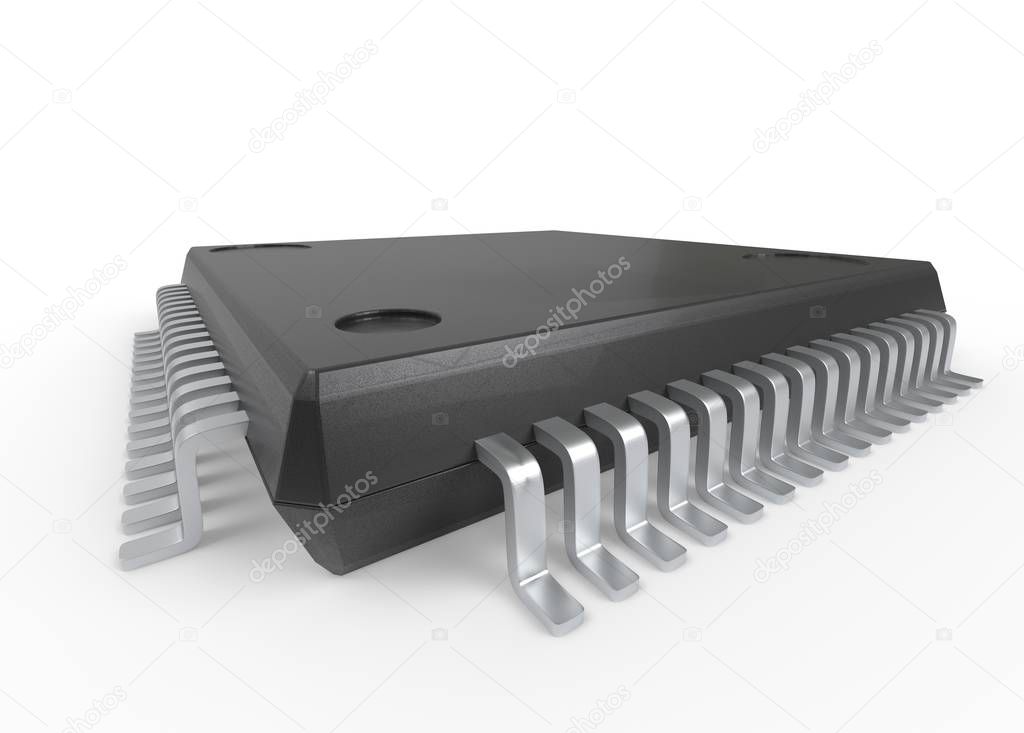 Circuito Electrionic Chip Package LQFP 3d ilustración 2023