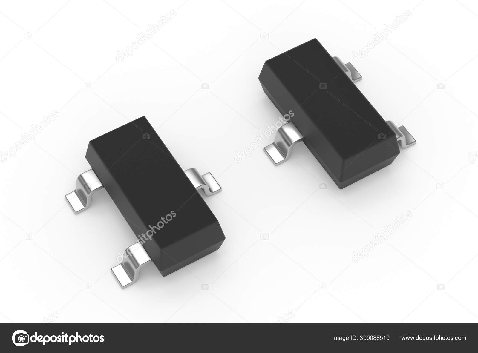 SMD SOT-23 electronic transistor isolated on white 3d illustration ...