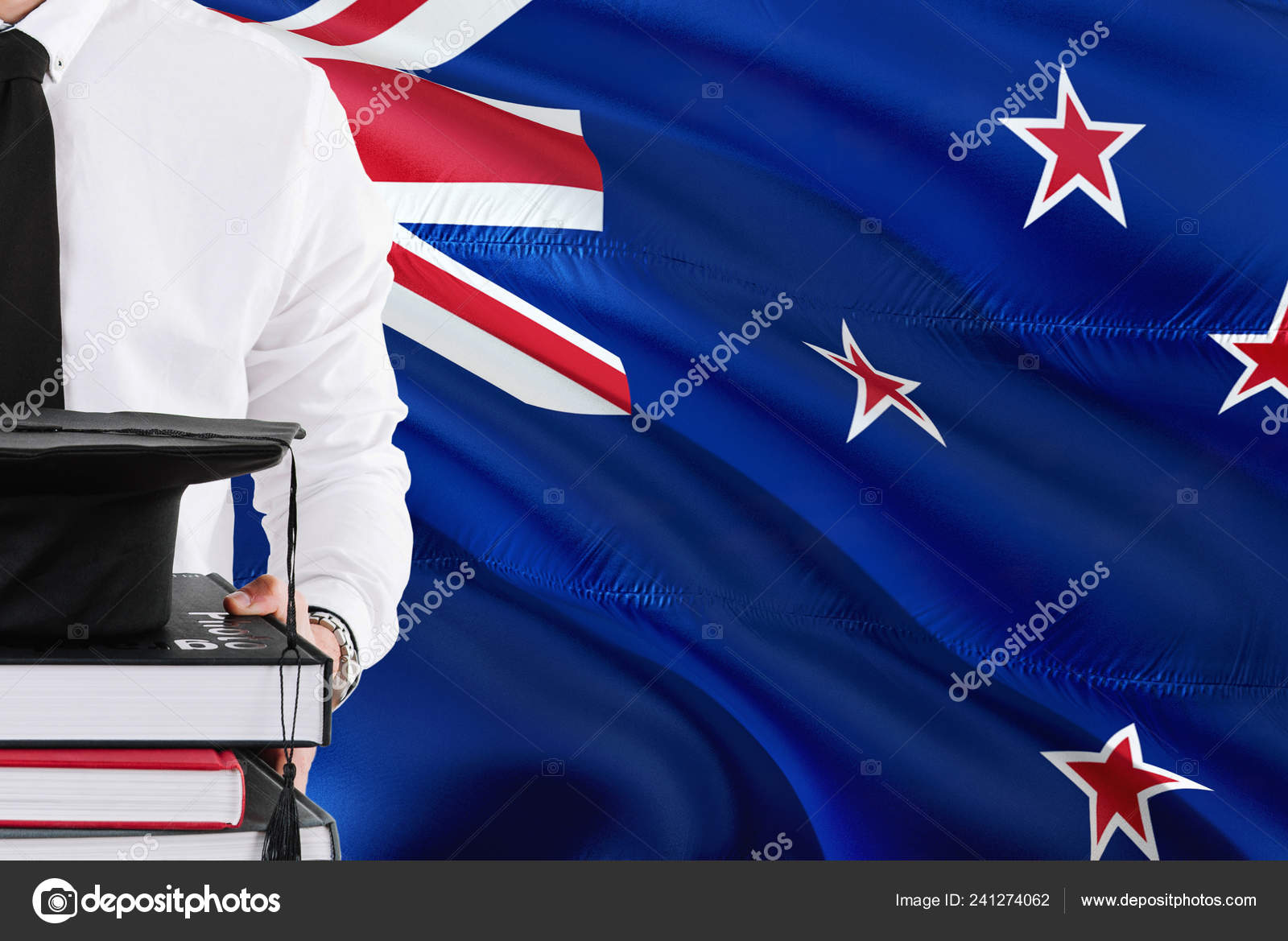 Successful Student Education Concept Holding Books Graduation Cap New ...