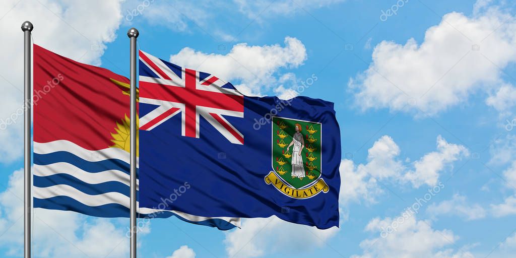 Kiribati y la bandera de las Islas Vírgenes Británicas ondeando en el ...