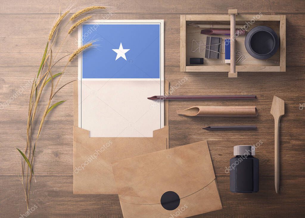 Somalia invitación, concepto de carta de celebración. Bandera con papel ...