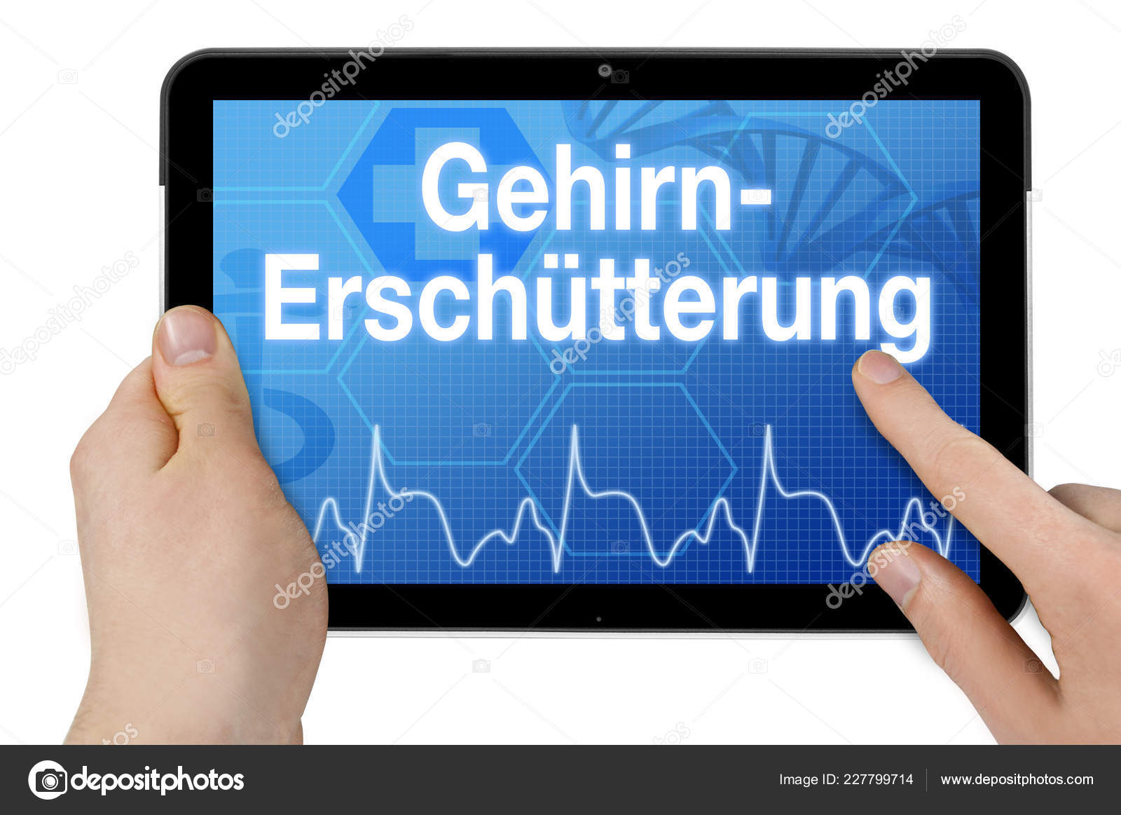 Tablet Computer German Word Concussion Gehirnerschuetterung — Stock ...