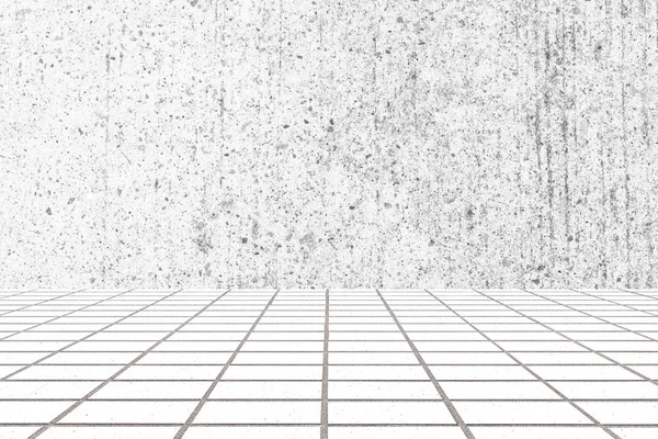 Concrete wall and white brick floor background and texture - Stock ...