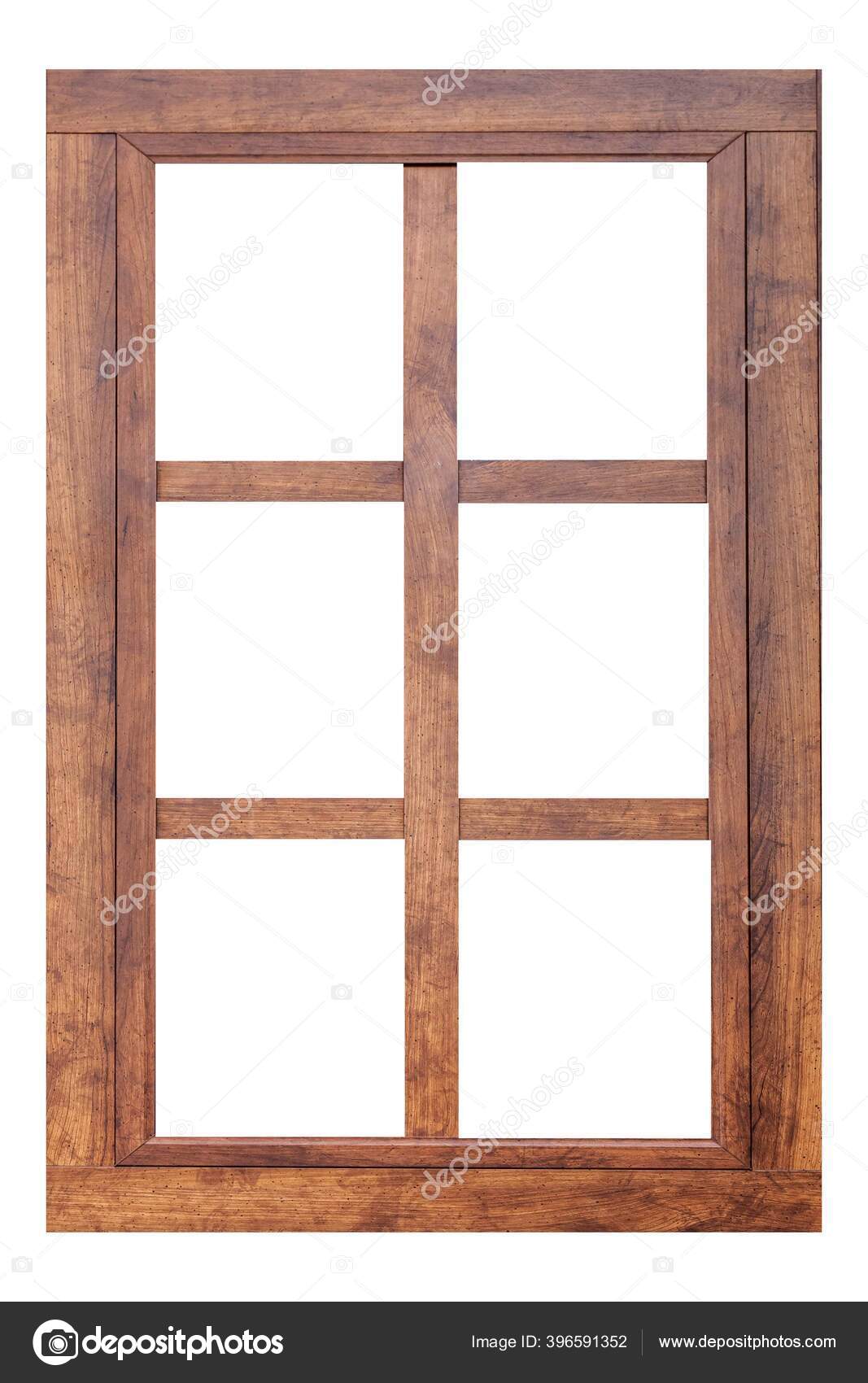 Vintage Brown Wooden Window Frame Isolaed White Background Stock Photo ...