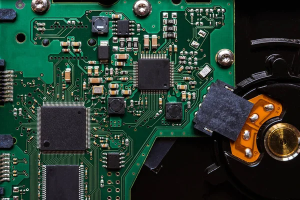 Inside computer, hardware motherboard components and circuits ...