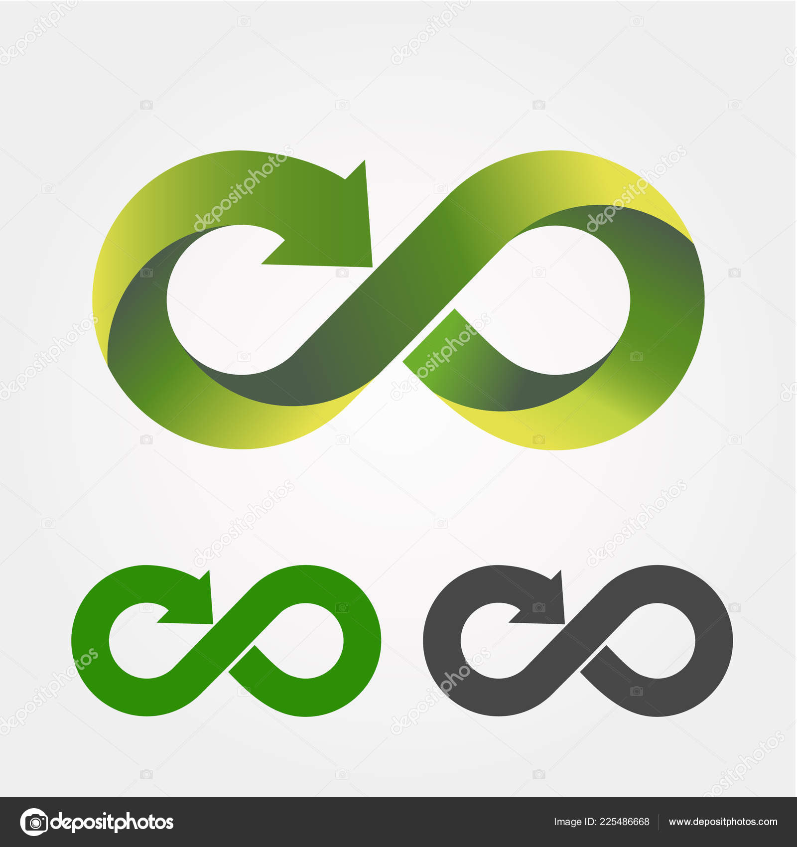Modern Recycling Logo Infinity Sign Symbol Environment Green Yellow ...