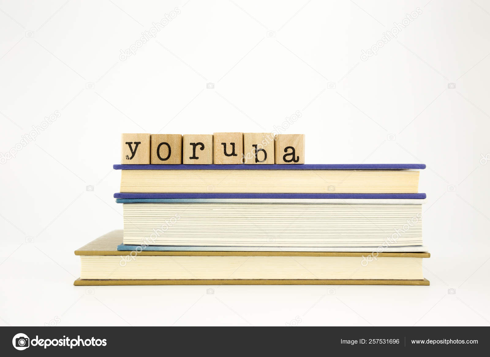 Yoruba Word Wood Stamps Stack Books Academic Language Concept Stock ...