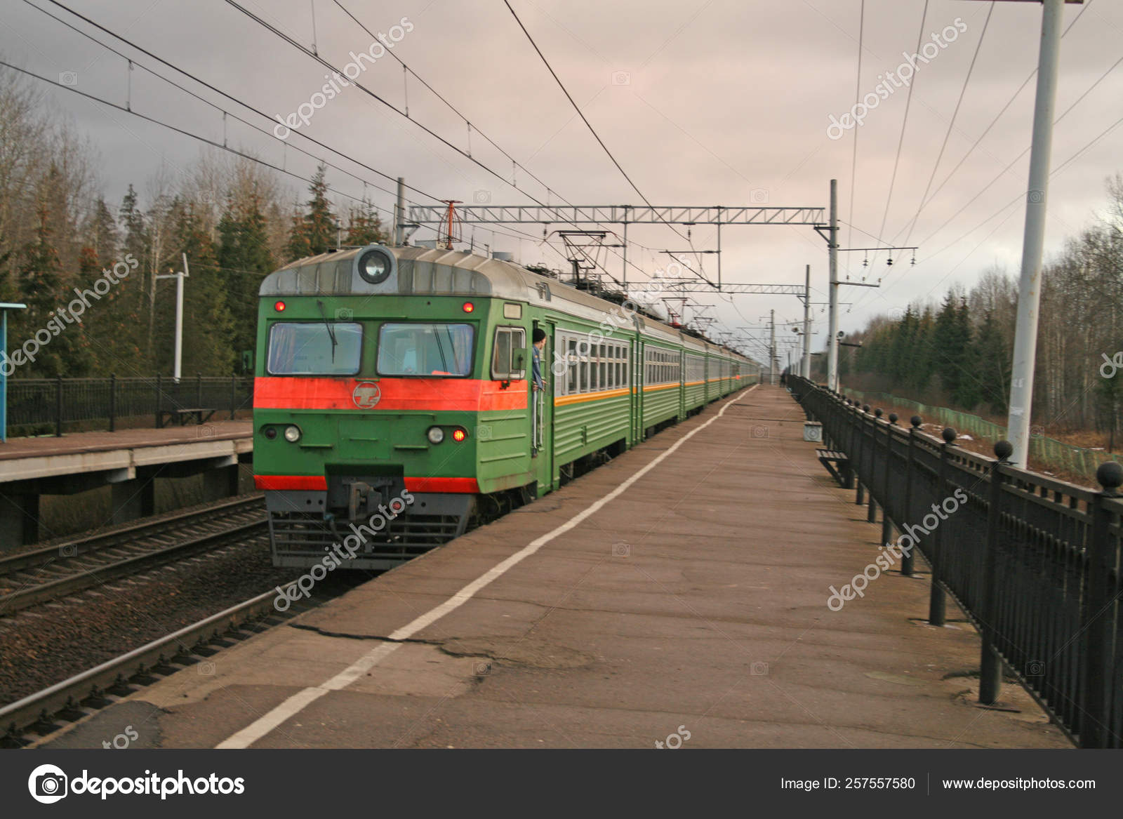Russian Electric Train Babino Station — Stock Photo © YAYImages #257557580