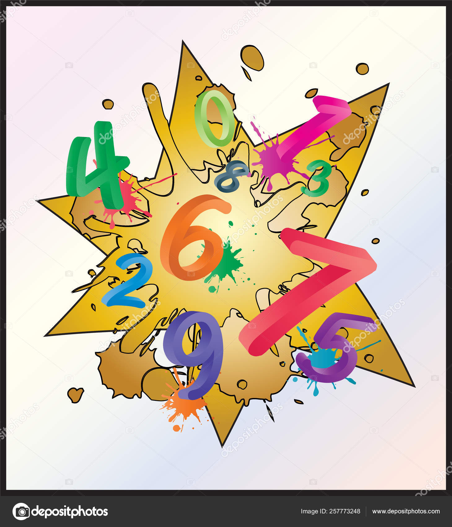 Image Colorful Math Background Cartoon Numbers Digits Funny Cheerfull ...