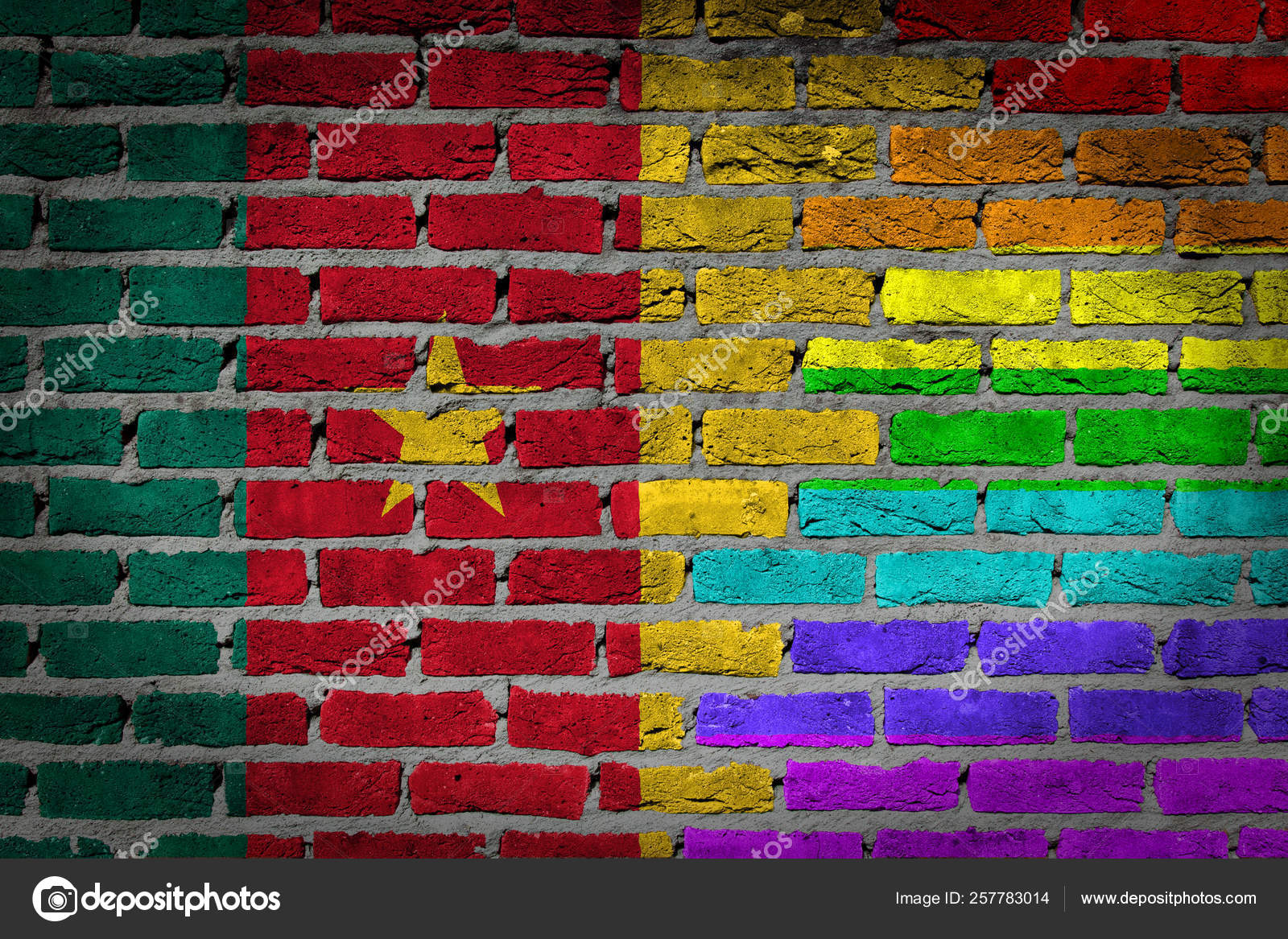 Dark Brick Wall Texture Coutry Flag Rainbow Flag Painted Wall Stock ...