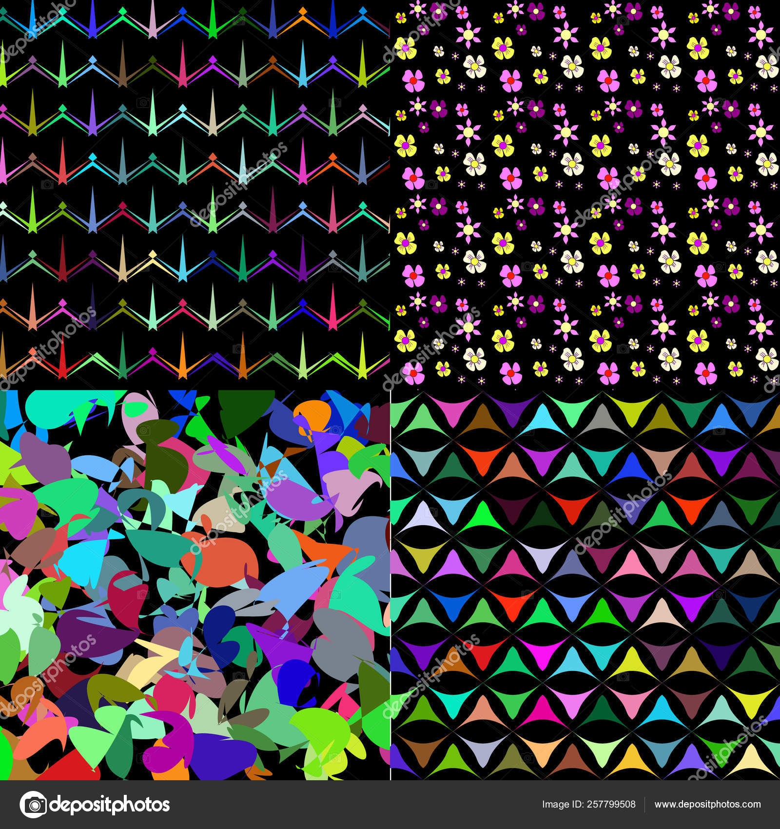 Set Abstract Rainbow Colorful Tiles Mosaic Painting Geometric Palette ...