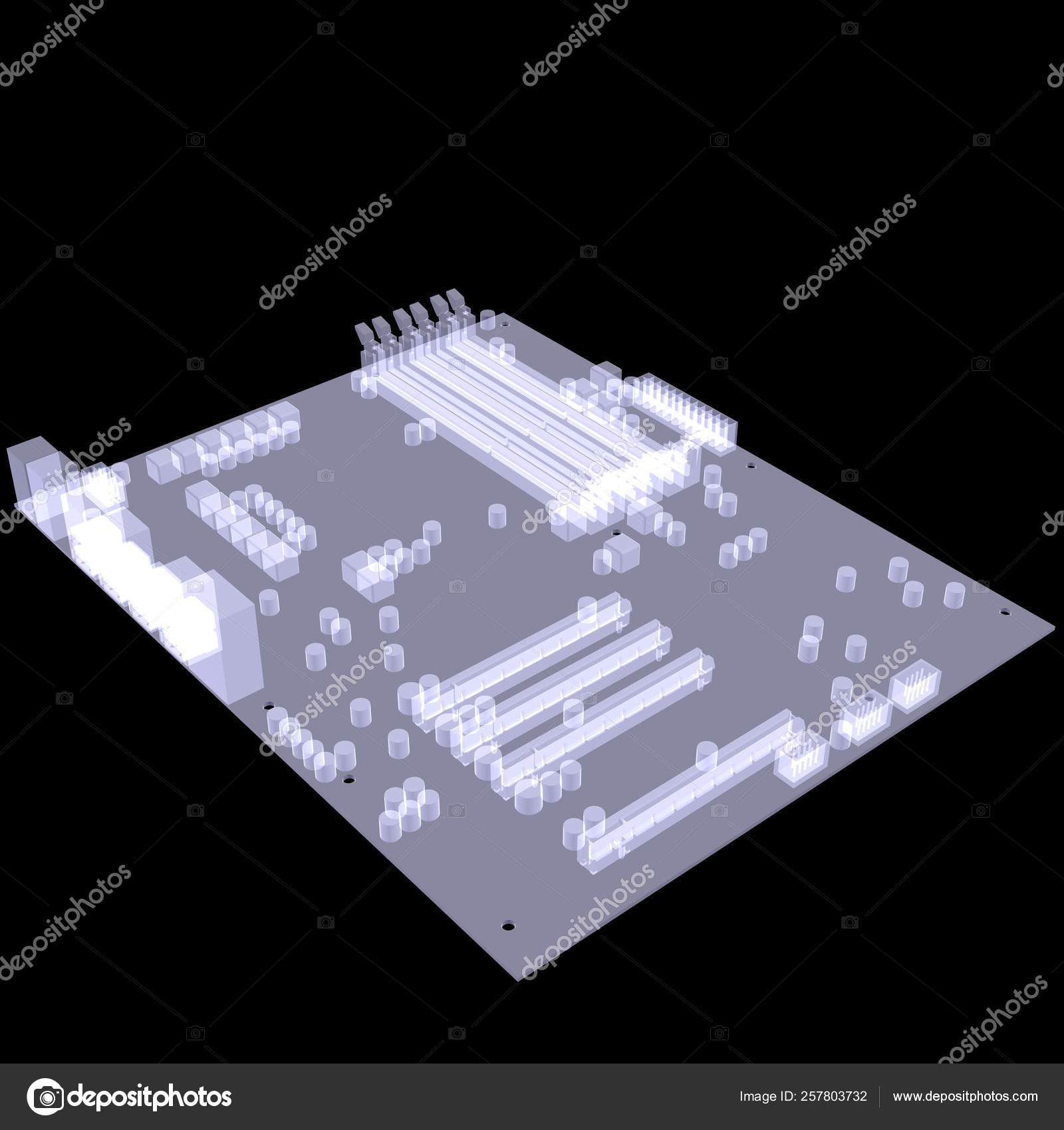 Motherboard Ray Render Isolated Render Black Background — Stock Photo ...