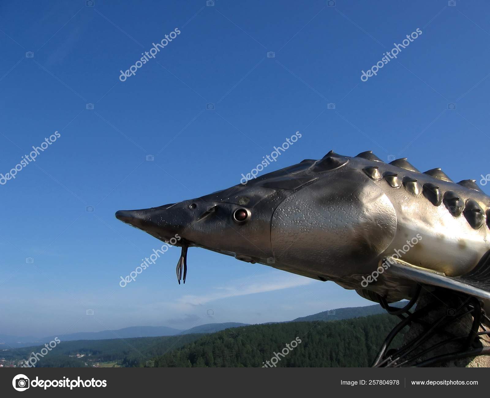 Metal Statue Sturgeon Background Blue Sky Stock Photo by ©YAYImages ...