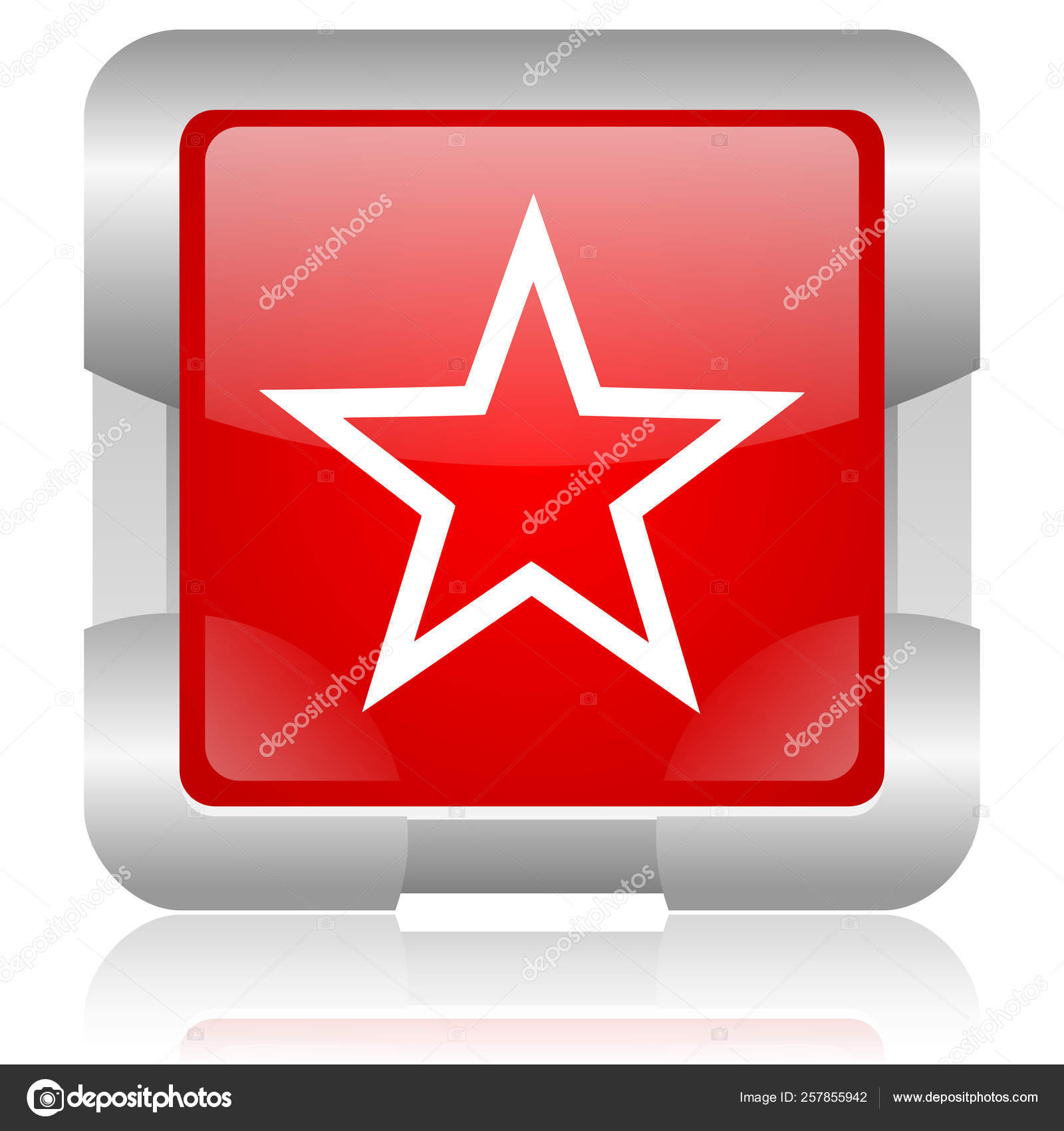 Modern Oryginal Red Square Glossy Internet Icon Steel Border White ...