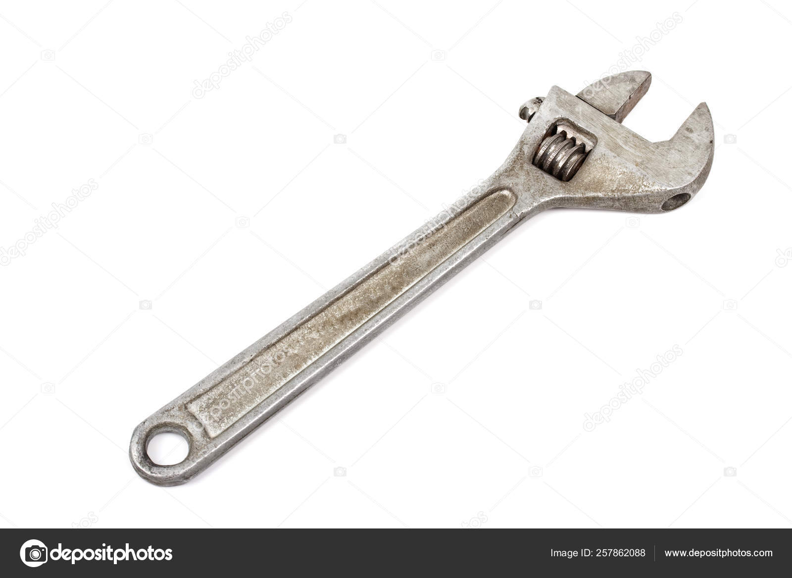 Old Adjustable Spanner Isolated White Background — Stock Photo ...