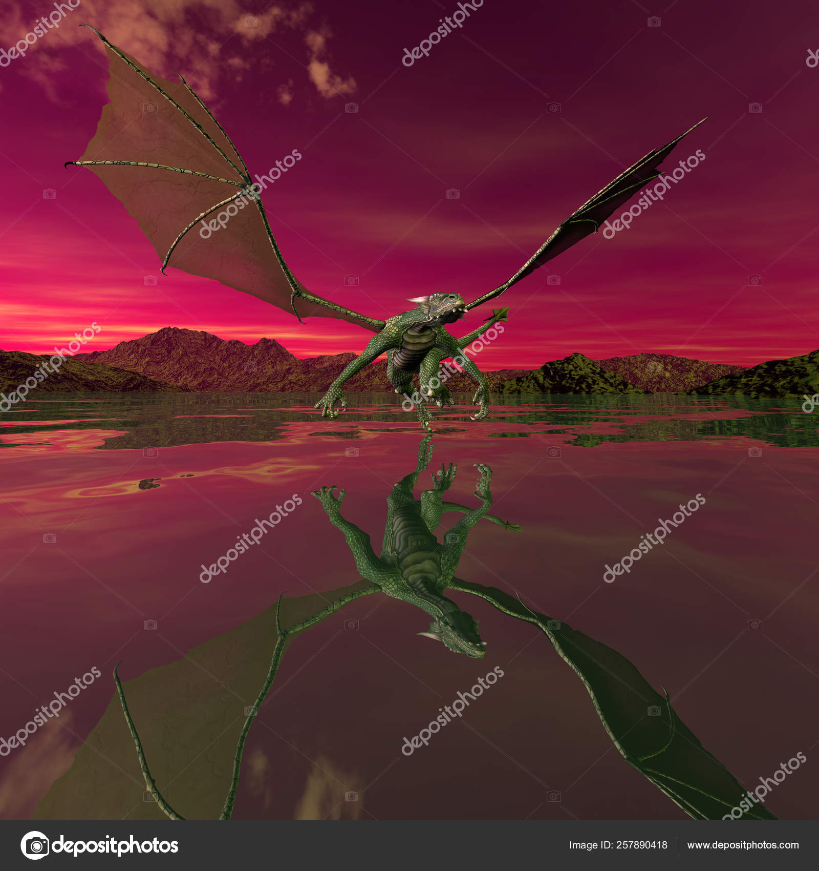 High Resolution Render Flying Dragon Fantasy World – Stock Editorial ...