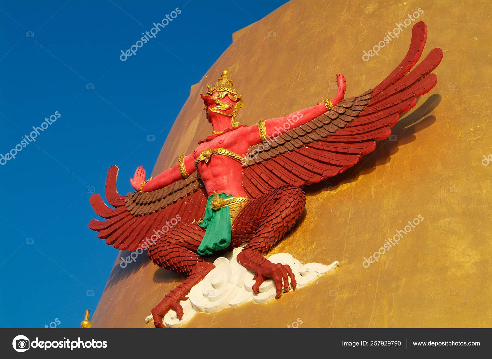 Garuda Mythical Bird Golden Cheddi Temple Samut Prakan Province ...