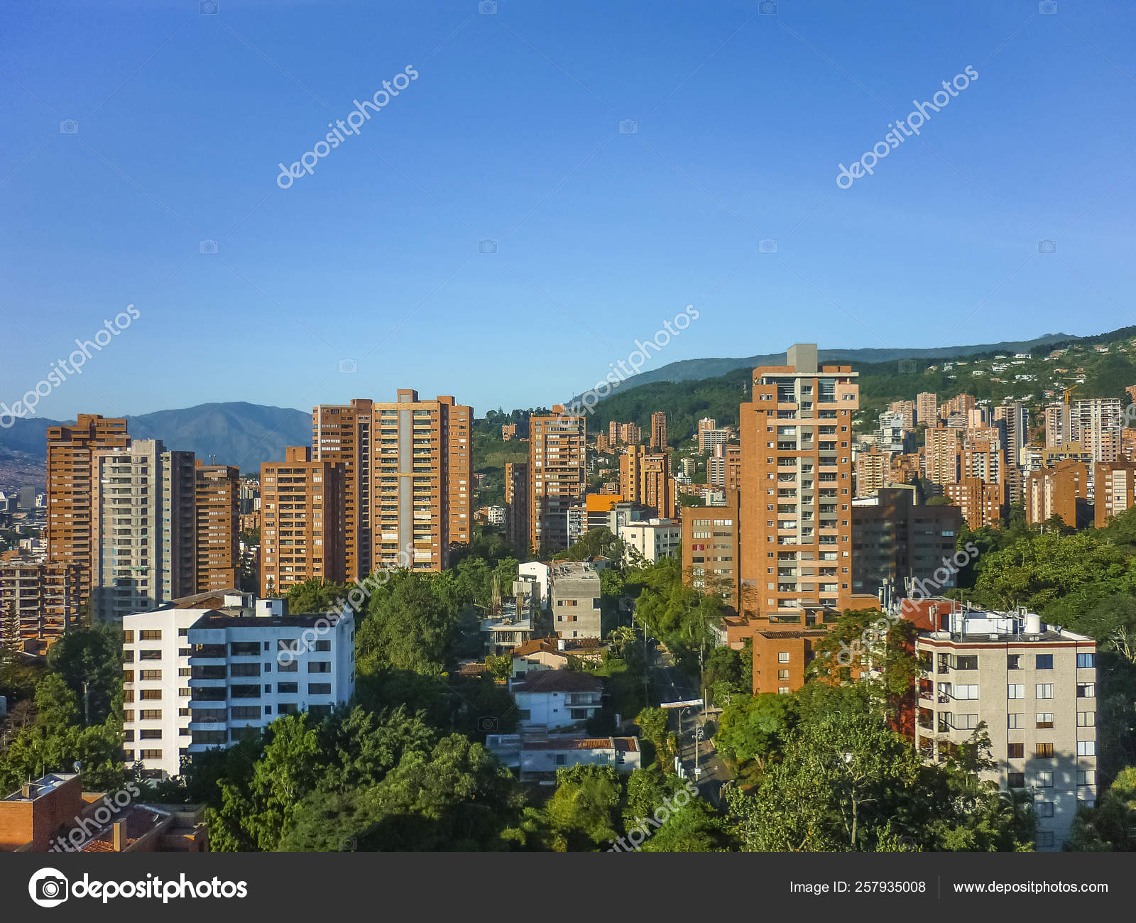 Aerial View Buildings Mountains Medellin One Most Important Cities ...