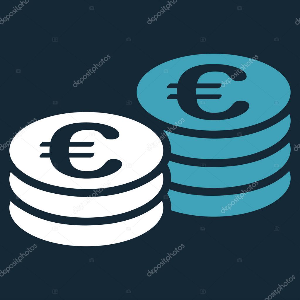 Euro moneda apila icono. El estilo de glifo es bicolor plano, símbolo ...