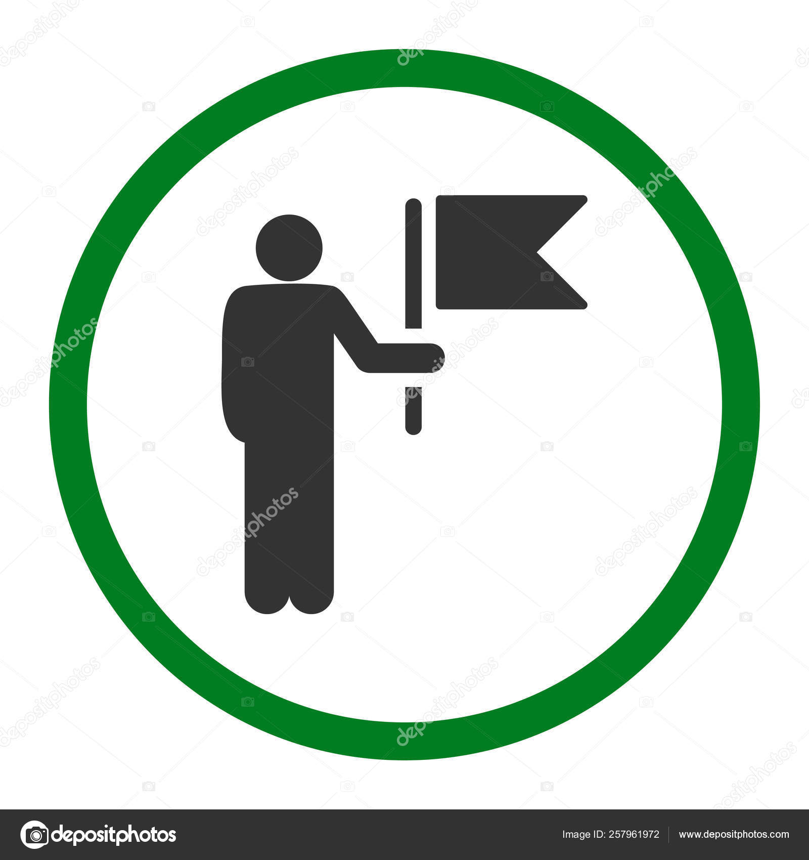 Commander Flag Glyph Icon Rounded Flat Symbol Drawn Green Gray Stock ...