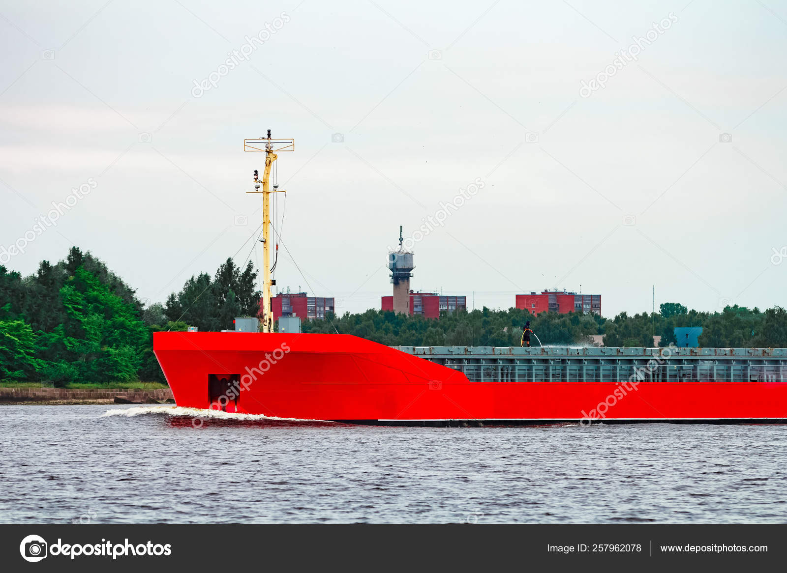 Orange Cargo Ship Logistics Merchandise Transportations Stock Photo by ...