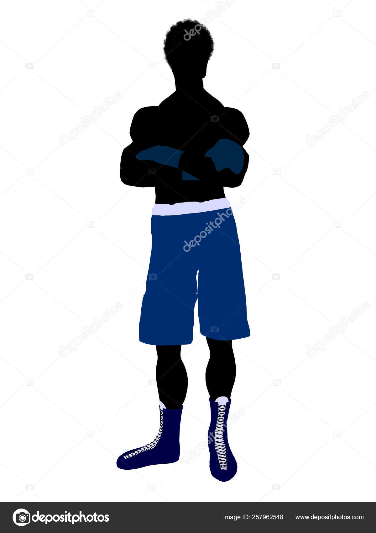 African American Male Boxer Art Illustration Silhouette White ...
