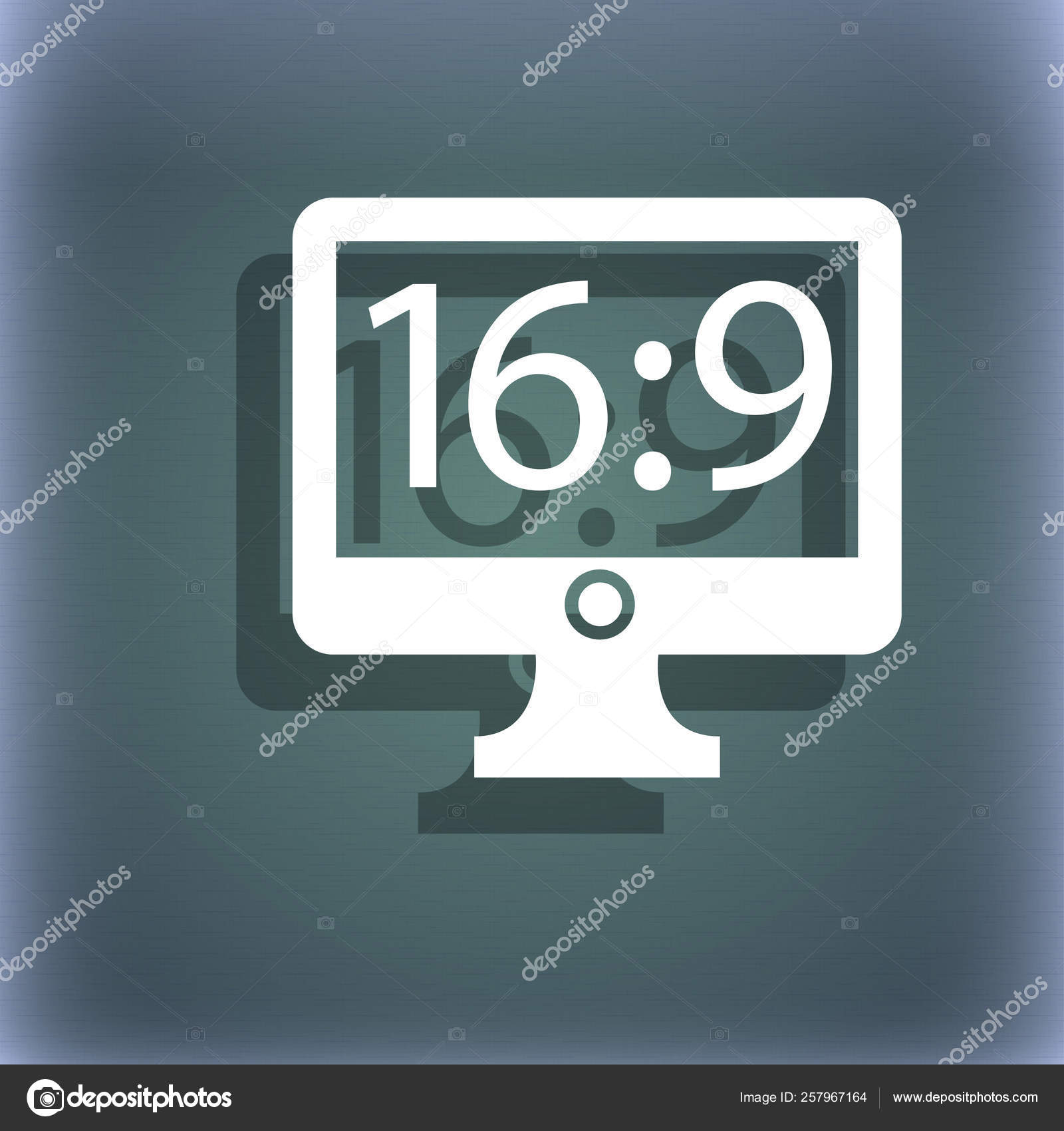 Aspect Ratio Widescreen Icon Sign Blue Green Abstract Background Shadow ...