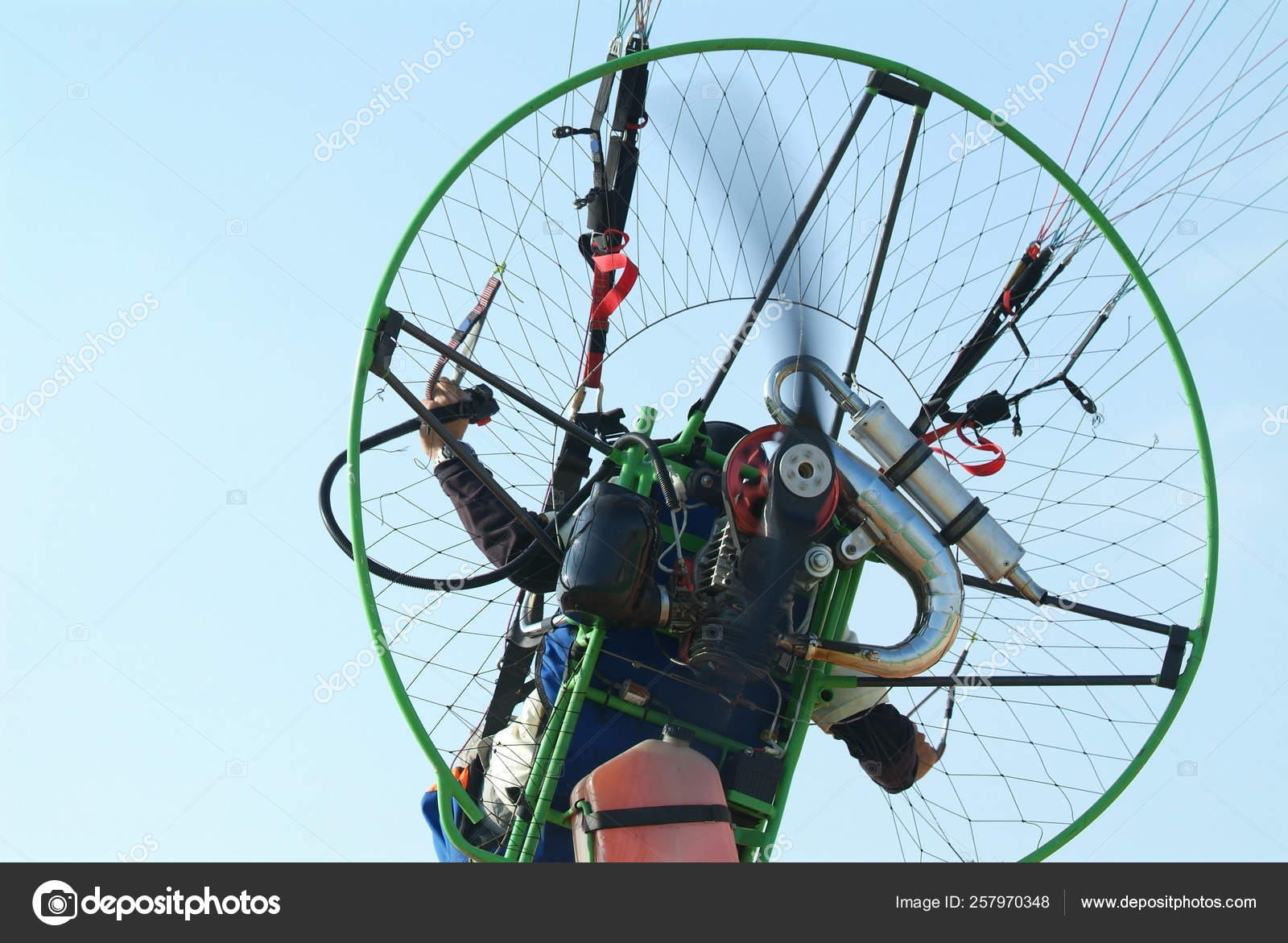 Detail Flying Paramotor Motorized Paraglider Stock Photo by ©YAYImages ...