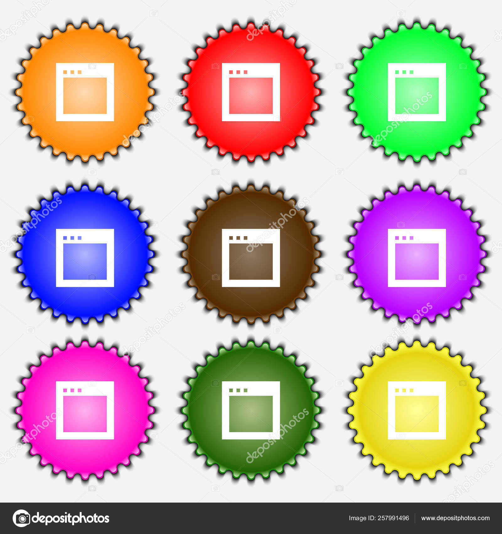 Simple Browser Window Icon Sign Set Nine Different Colored Labels ...