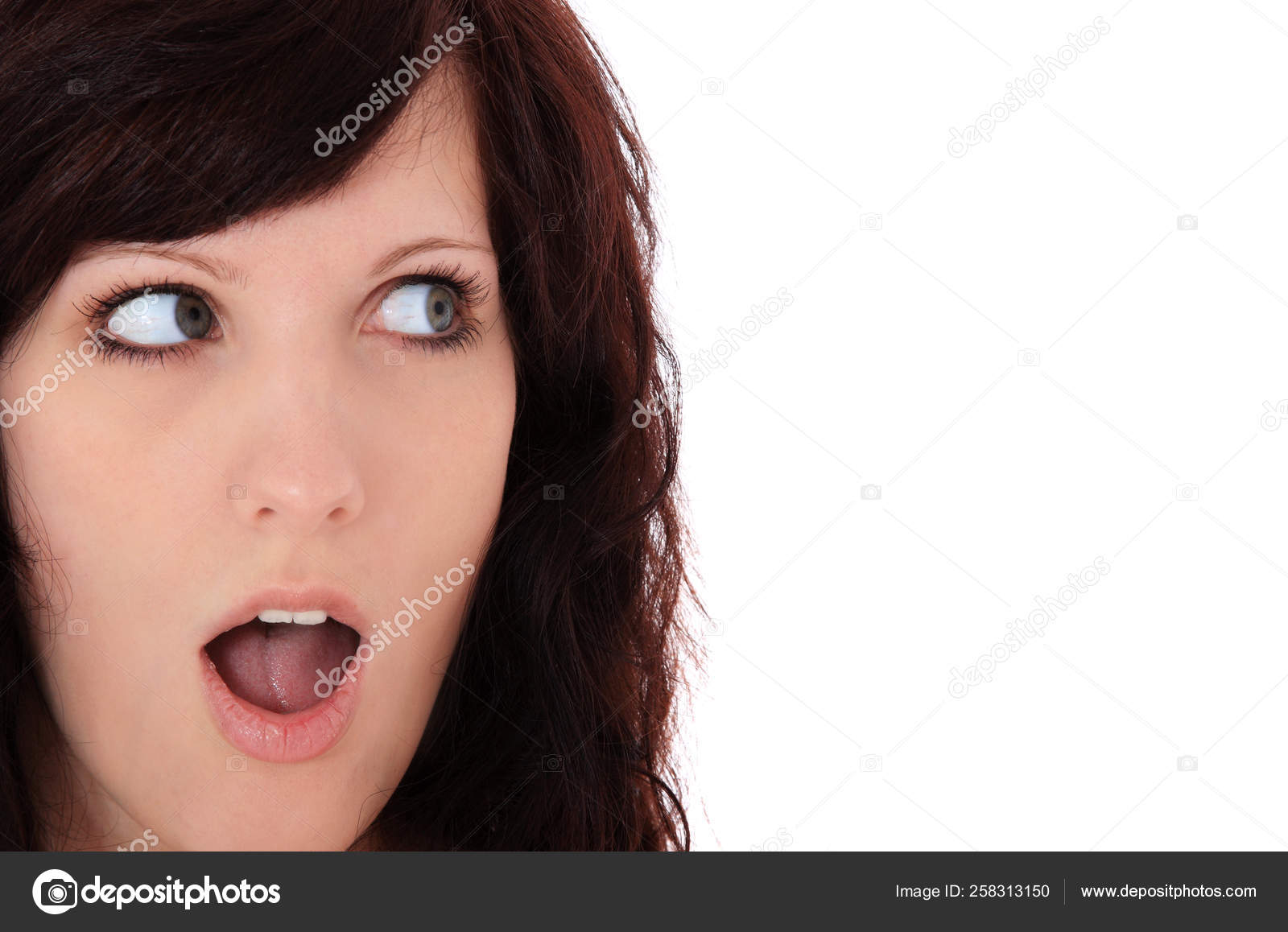 Attractive Young Woman Looking Side All White Background Stock Photo by ...