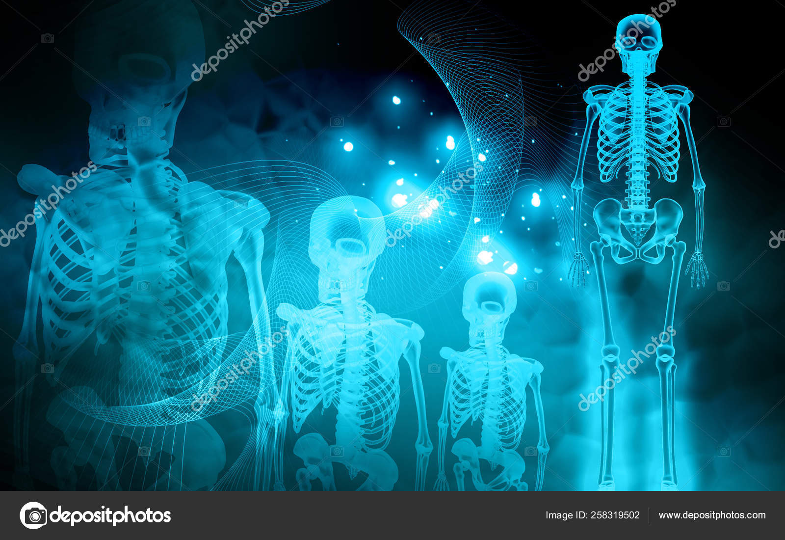 Digital Illustration Skeleton Color Background Stock Photo by ...