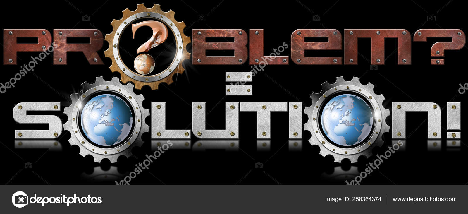 Written Metal Problem Equal Solution Gears Terrestrial Globe Black ...