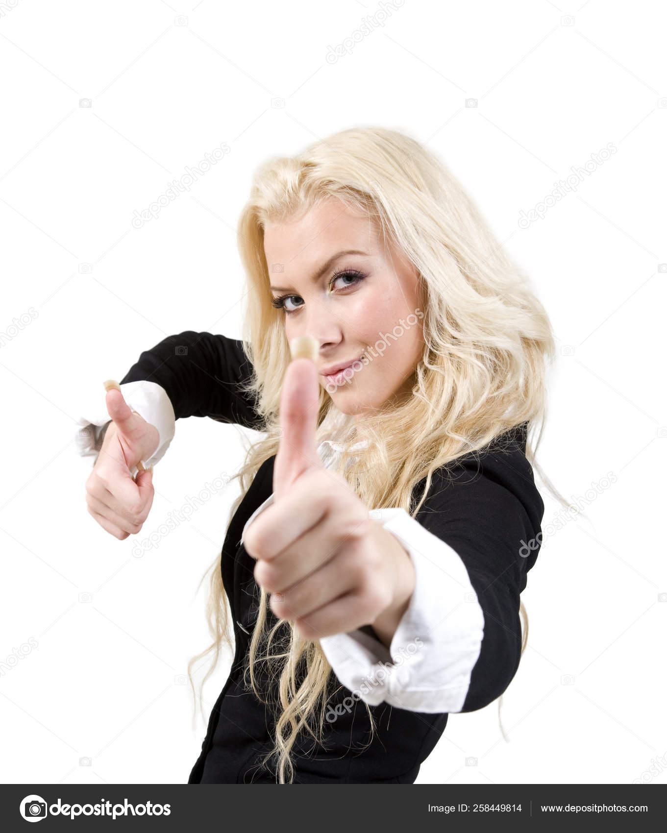 Lady Posing Good Luck Sign Isolated Background Stock Photo by ...