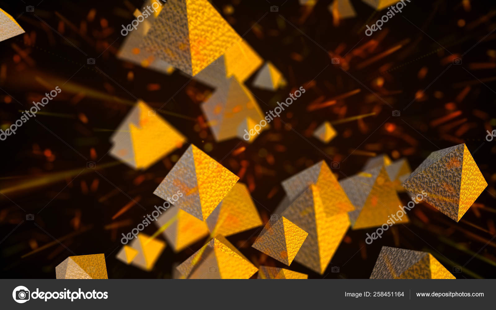Abstract Background Golden Pyramids Digital Backdrop Rendering — Stock ...